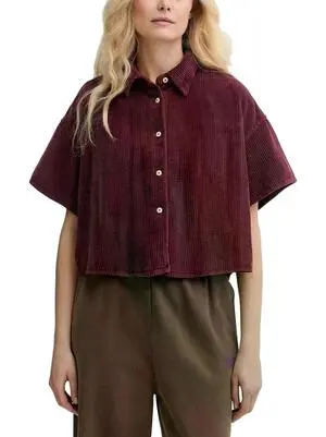 American Vintage Padow Corduroy Cropped Shirt - Purple