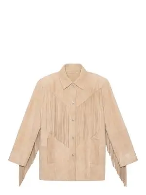 STAND STUDIO Estee Fringe Goat Suede Jacket - Sand