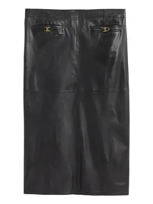 COACH Restored Heritage C Long Leather Skirt - Black