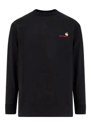 Carhartt Work In Progress L/s American Script Organic Cotton Tshirt - Black