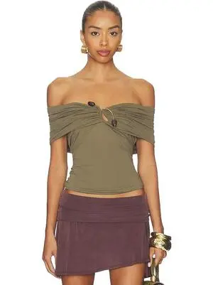 Bardot Martina Off The Shoulder Top - Khaki
