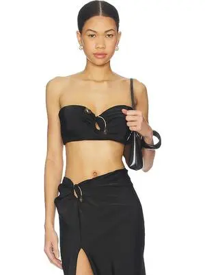 Bardot Dylan Satin Bandeau Top - Black