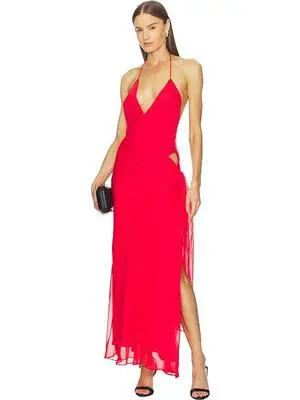 Bardot Cyrel Cut Out Maxi Dress - Fire Red