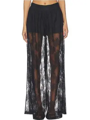 Bardot Hildie Wide Leg Lace Pant - Black