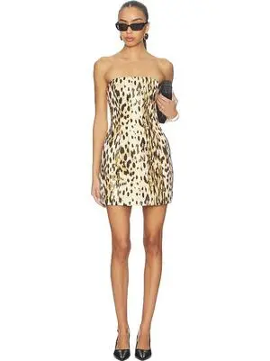Bardot Florine Hourglass Mini Dress - Chocolate & Yel Animal