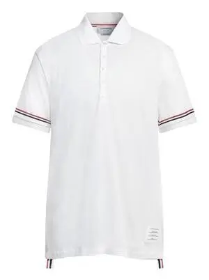 THOM BROWNE Man Polo Shirt White Size 1 Cotton, Elastane