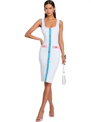 Retrofete Lyle Knit Dress - White/aqua/flamingo
