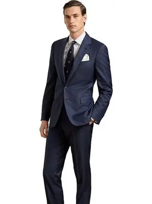 Ralph Lauren Gregory Hand-tailored Sharkskin Suit - Navy
