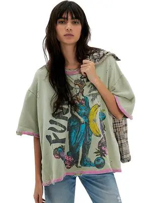 MAGNOLIA PEARL Enjoy The Funk Vetiver Short Sleeve Sweatshirt - Grey Pattern