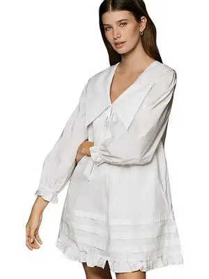 LISA SAYS GAH Leigh Long-sleeve Mini Swing Dress - White