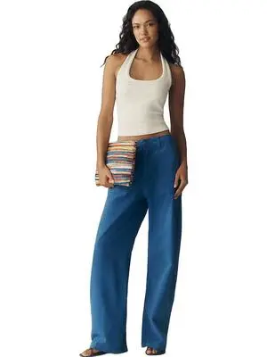 PISTOLA Wren Relaxed High-Rise Wide-Leg Cargo Pants Blue
