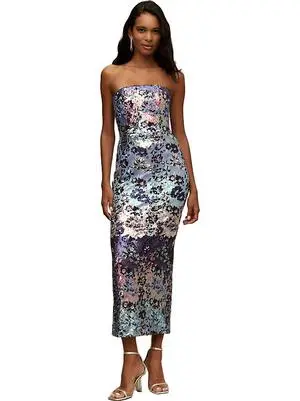 HELSI Leslie Strapless Midi Dress - Blue Pattern