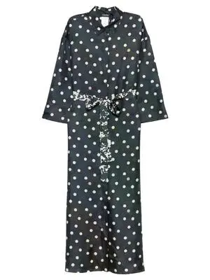Max Mara Polka Dot Long-sleeved Dress - Blue