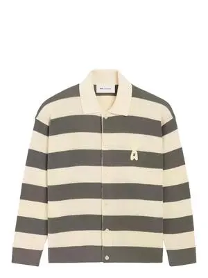 AMI Paris Cotton Cardigan With De Coeur Patch - Neutrals