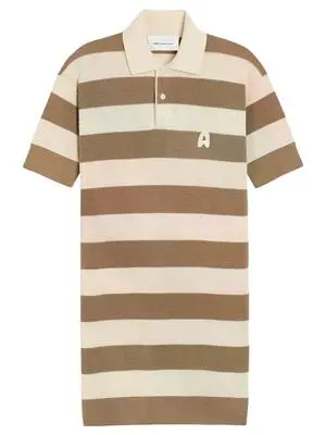 AMI Paris Cotton Polo Dress With De Coeur Patch - Neutrals