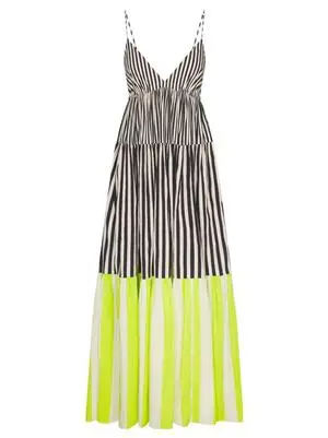 SIMONMILLER Romi Poplin Maxi Dress - Black/cream/lime Multi
