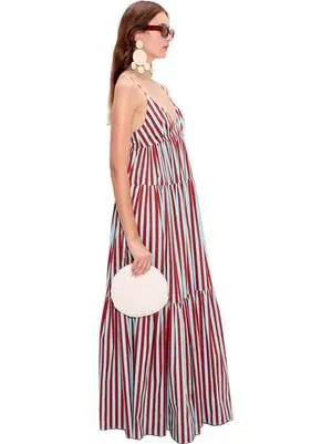 SIMONMILLER Romi Poplin Maxi Dress - Salted Blue/crimson