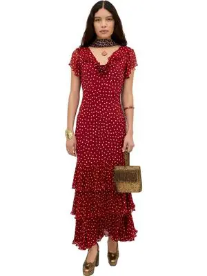 Rixo Amelle Layla Dot Gown - Red