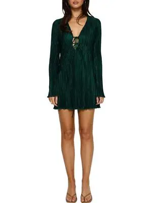 Princess Polly Malop Plissé Mini Dress - Emerald