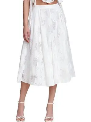Avec Les Filles Lace Inset Pull-on Style Skirt - White