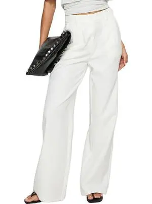 Princess Polly Archer Pleated Wide Leg Trousers - White