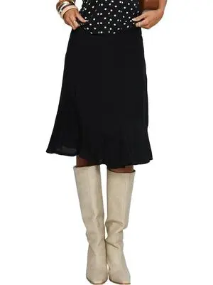 Princess Polly Asymmetric Hem Midi Skirt - Black