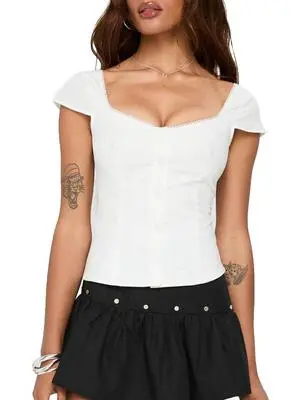 Princess Polly Transcendence Fitted Cotton Button-up Top - White