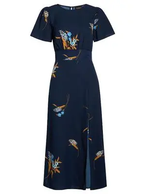 SUGARLIPS Floral Print Midi Dress - Navy Multi