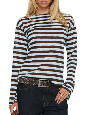 Princess Polly Stripe Knit Top - Blue Stripe