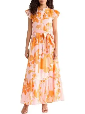 SUGARLIPS Floral Print A-line Dress - Pink-orange