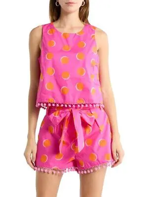 SUGARLIPS Rosy Polka Dot Taisy Sleeveless Top
