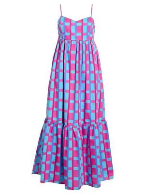 SUGARLIPS Marvy Check Maxi Sundress - Fuchsia-blue-multi