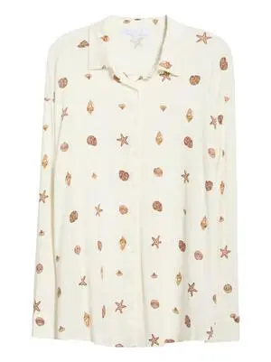 SUGARLIPS Shells Dalton Boyfriend Shirt - Ivory-brown