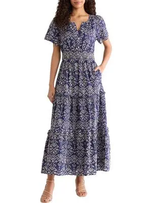 SUGARLIPS Cotton Eyelet Maxi Dress - Denim-blue