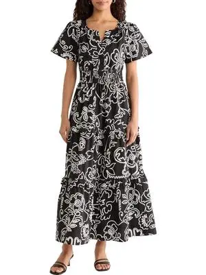 SUGARLIPS Haylie Floral Print A-line Dress - Black-white-multi