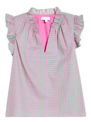 SUGARLIPS Valda Striped Top - Pink-green-multi