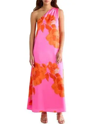 SUGARLIPS Glenna Floral One-Shoulder Maxi Dress