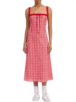 JACQUIE THE LABEL Anya Midi Dress - Red Multi