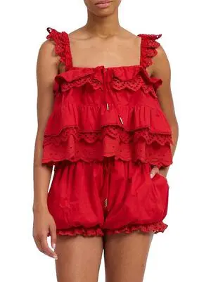 JACQUIE THE LABEL Monterey Ruffle Top - Red