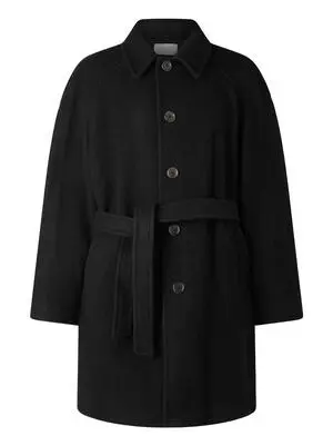 AMOMENTO Belted Wool-blend Coat - Black