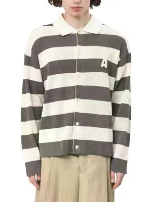 AMI Paris De Coeur Striped Cardigan - Neutrals