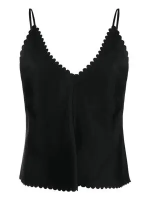 JIL SANDER Scalloped Satin Tank Top - Black