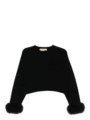 Valentino Garavani Fur-trim Cashmere Sweater - Black