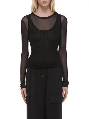 Helmut Lang Mesh Layered Tee Black