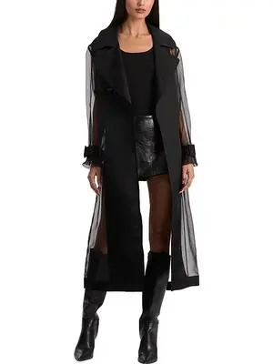 Alice + Olivia Silvia Mixed Media Trench Coat - Black