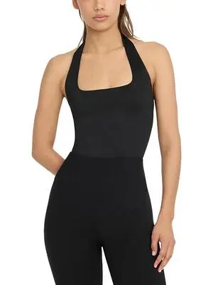 Good American Sculpting Halter Square Neck Bodysuit Black
