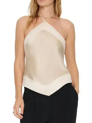 REFORMATION Jillian Silk Halter Top - Almond