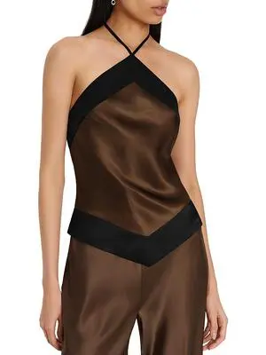 REFORMATION Jillian Silk Top Pinecone
