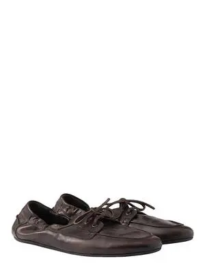 Prada Shuffle Antiqued Leather Laced Shoes - Brown