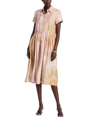 Fabiana Filippi Silk Short Sleeve Polo Dress - Beige Overflow